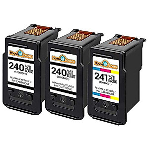 Houseoftoners Remanufactured Ink Cartridge Replacement for Canon PG-240XL CL-241XL 240 XL 241 XL for PIXMA MG2120 MG3220 MG3222 MG3520 MG3620 MX432 MX452 MX472 MX532 TS5120 (2 Black 1 Color, 3PK)