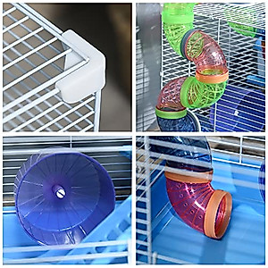 PawHut 2-Level Hamster Cage Rodent Gerbil House Mouse Mice Rat Habitat Metal Wire with Exercise Wheel, Play Tubes, Water Bottle, Food Dishes, & Interior Ladder