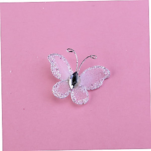 Veemoon 50pcs Butterfly Craft Gem Stickers Butterflies on Wire Gem Decorative Cake Decorations Cake Toppers Mesh Butterfly Nativity Ornament Decorative Butterfly Metal 3D Accessories White