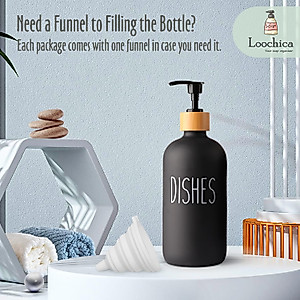 LOOCHICA Black Glass Kitchen Soap Dispenser, Detergent Dispenser or Dish Soap Dispenser for Kitchen Sink, Black Soap Dispenser, Modern Farmhouse Decor Dish Soap Pump for Kitchen Organization