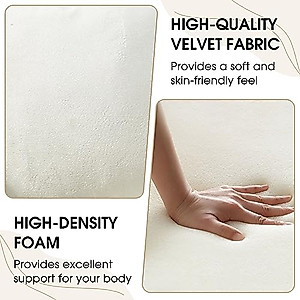 NIOIIKIT Modern Velvet Accent Chair, Hand Weaving Upholstered Armchair with Throw Pillow, Leisure Single Reading Sofa Chair with Gold Metal Legs for Living Room, Bedroom, Office (Beige)