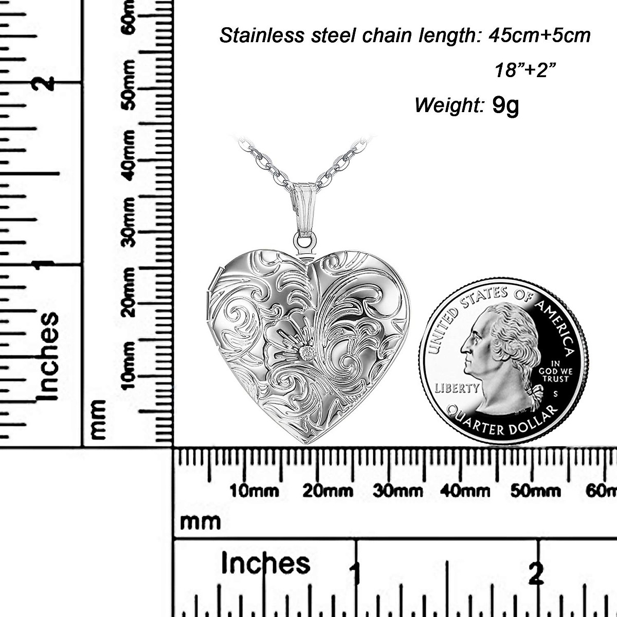 YOUFENG Locket Necklace that Holds Pictures Flower Lockets Necklaces Pendant 18K Gold Plated Gifts Jewelry Silver Heart