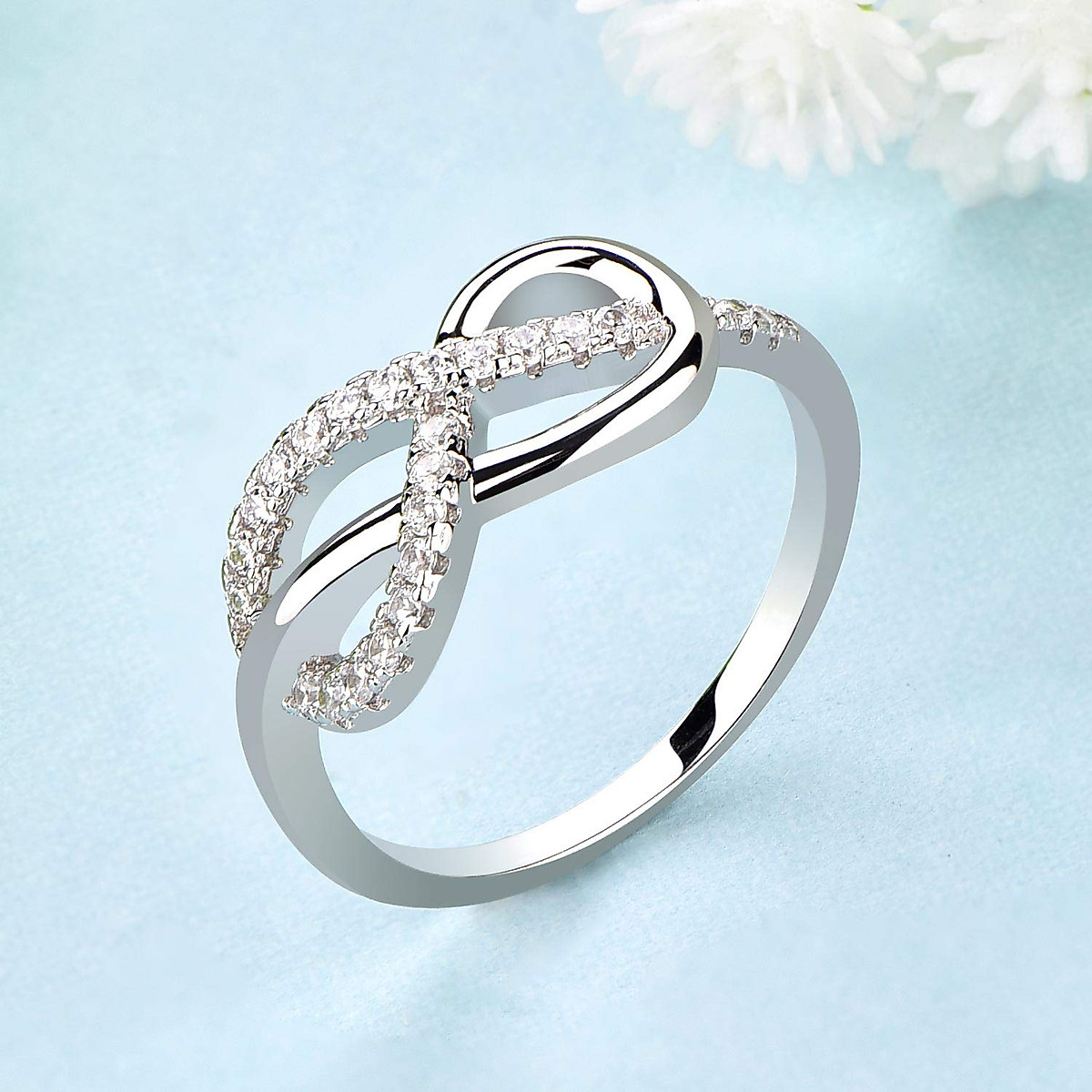 STARCHENIE Infinity Ring for Women 925 Sterling Silver Promise Band Ring Size 7