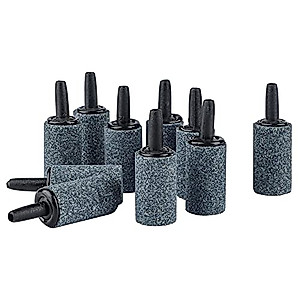 Pawfly Aquarium 1 Inch Air Stone Cylinder Grey Bubble Diffuser Release Tool for Nano Air Pumps Small Buckets and Fish Tanks, 10 Pack