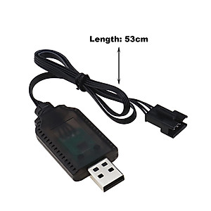 Micro Traders 5PCS USB Power Charger Cable 7.4V 1000mA Output USB RC Battery Charger Connector SM-4P Plug 53cm Length for RC Car Drones FPV Drone Quadcopters