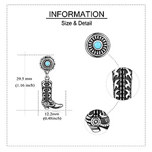 Cow Boot Earrings 925 Sterling Silver Cow Texas Boots Dangle Drop Earrings Country Western Jewelry for Women