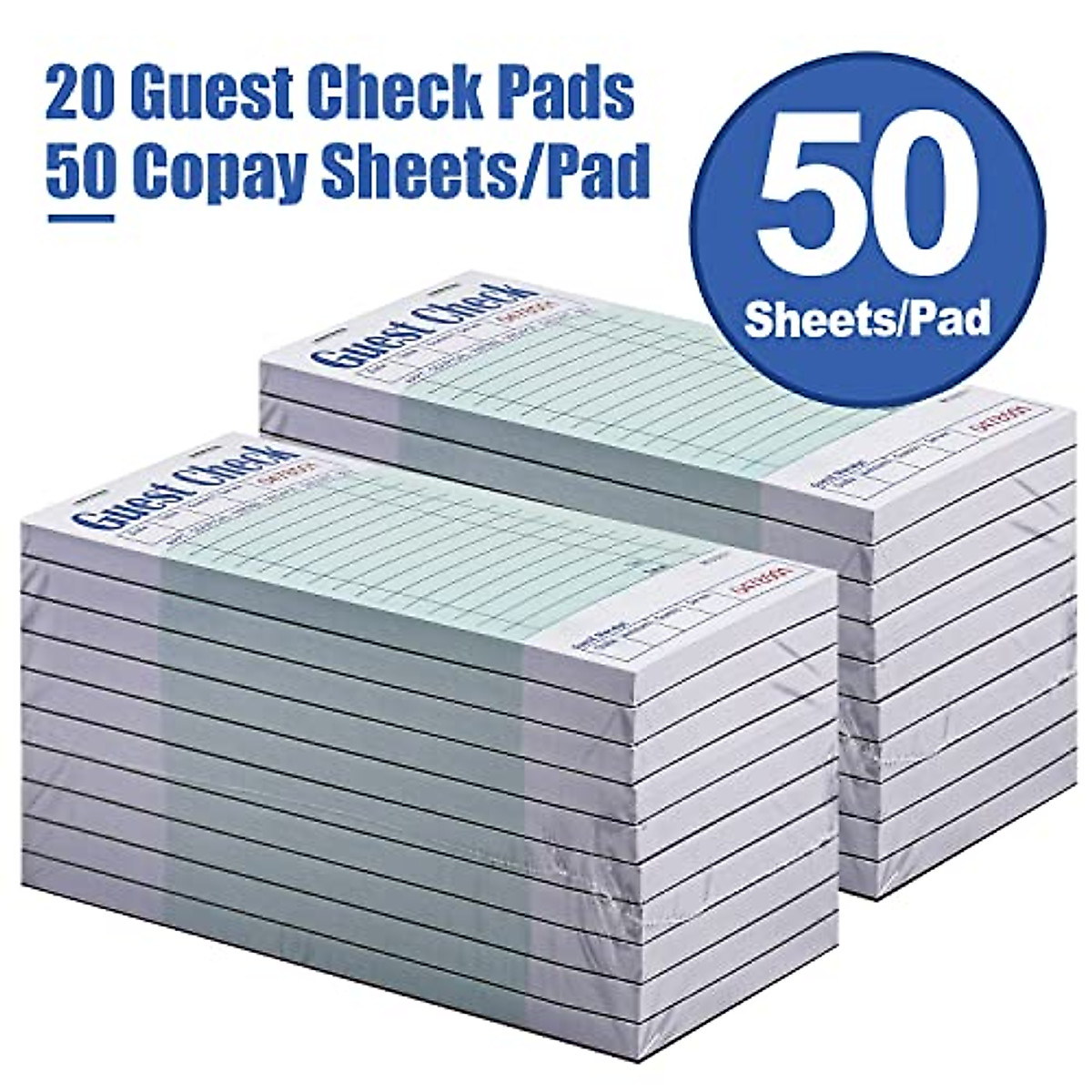 Batrical Guest Checks Server Note Pads 1000 Sheets Waitress Notepad for Restaurants (20 Books) 3.5" x 6.75" Per Ticket Book