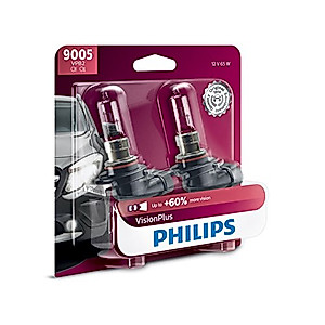 Philips Automotive Lighting 9005 VisionPlus Upgraded Headlight with up to 60% More Vision, 2 Pack