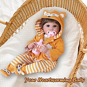 Aori Lifelike Baby Dolls Real Life Baby Doll 22 inch Realistic Reborn Baby Girl with Soft Body,Coming with Feeding Accessories for Girls