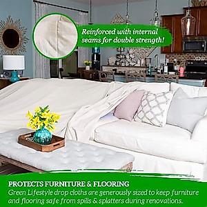 All Purpose Canvas Drop Cloth - Canvas Tarp, Canvas Fabric Drop Cloth Curtains, Drop Cloth for Painting, Floor & Furniture Protection, Painters Drop Cloth, Paint Drop Cloth (Canvas Sheet 4x12)