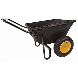 Polar Trailer 7 Cubic Foot Heavy Duty Utility Yard Garden Cart Wheelbarrow Cub Cart with Handle and Wide Track Rubber Wheels Hauling Outdoor, Black