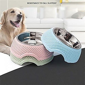 FUUIE Bowls for Food and Water Pet Feeding Bowls, Tableware, Drinking Plates, Stainless Steel Sealed Bowls (Color : Blue)