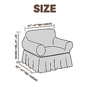 BLUESURGE Armchair Slipcover 1 Piece Couch Sofa Cover with Skirt, Durable Washable High Elastic Stretchable, Easy Fit Universal Furniture Protector (1 Seater, Brown)