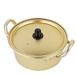 Korean Noodle Ramen Pot,Yellow Aluminum Nonstick Korean Traditional Instant Stockpot,Cookware for Kitchen,Great for Soup, Curry, Pasta(20cm)