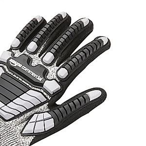 AmazonCommercial 13G SilverSilk & Sandy Nitrile Gloves with Impact Protection (Grey/Black), Size S, 1-Pair