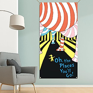 Oh The Places You'll Go Door Cover Graduation Travel Party Decor Front Door Porch Banner Photography Decoration