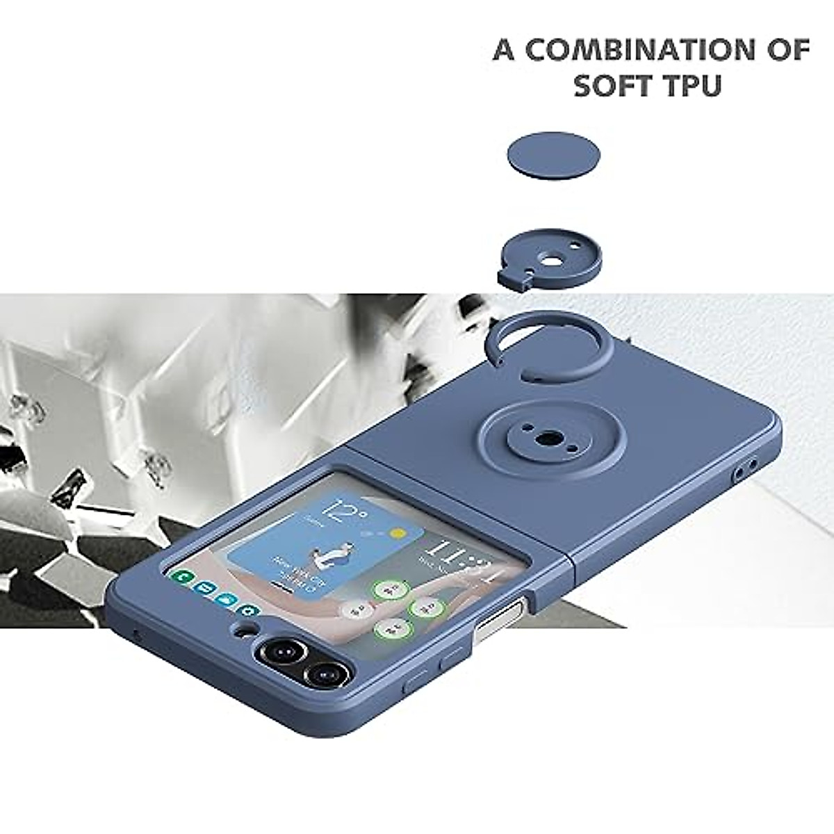 Hongxinyu for Samsung Galaxy Z Flip5 5G 2023 Case,Slim Liquid Silicone Couple Ring Kickstand Soft Anti-Scratch Microfiber Lining Protection Bumper Case for Galaxy Z Flip5 (Purple)