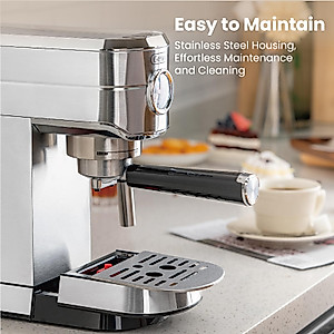 Gevi Espresso Machine 20 Bar with Auto Milk Frother, Professional Espresso Maker with Adjustable Shot Volume, Compact Cappuccino & Latte Machine, Stainless Steel, Gift for Coffee Lover, Home Baristas