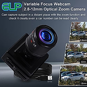 2.8-12mm Varifocal Lens Usb Camera High fps Full HD 1080p Web Camera with CMOS OV2710 Image Sensor,640X480@100fps USB2.0 Webcam Manual Zoom&Focus usb with Camera UVC for Use in Linux Windows Android