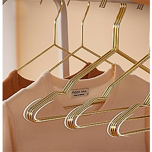 Better to U 17 Inch Metal Clothes Hanger, 4.0mm Heavy Duty Shirt Blouse Hanger for Coat Suit Bridal Boutique, Space Saving Slim Wire Hanger for Camisole Trousers Wedding Dress（Gold 36pack）