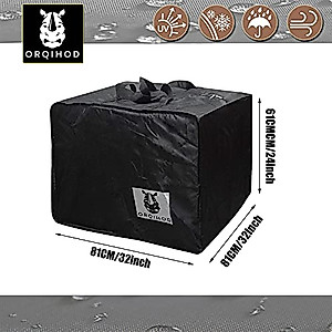 Orqihod Large Patio Furniture Seat Cushions Storage Bag 420D Heavy Duty Waterproof Outdoor Cushion Cover Carrying Bag Square with Zipper, 32 x32 x24IN, Black