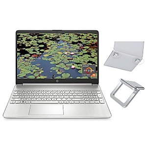 Hp 15.6"" HD Display | AMD Ryzen 5 5500U Processor (Beat i7-1195G7) | 8GB RAM | 256GB SSD | AMD Radeon Graphics True Vision HD Camera | Windows 11 Home | Bundle with Laptop Stand, Silver