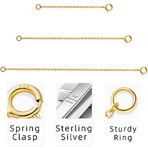 Necklace Extender, Necklace Extenders Gold Chain Extenders for Necklaces Gold Necklace Extender Sterling Silver 925 2inch 3inch 4inch