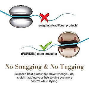 FURIDEN Hair Straightener, Flat Iron Hair Straightener, Hair Straightener and Curler 2 in 1, Flat Iron Curling Iron in One, Curling Straightening Iron Combo, Round Flat Iron