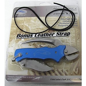 MYERCHIN SAILING KNIFE COMBO TOOL MARLIN SPIKE P300BL with Leather Lanyard Strap 🐳