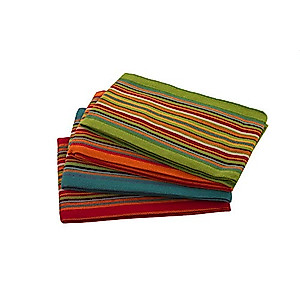 Neolino Kitchen Dish Towels, Salsa Stripe, 100% Natural Absorbent Cotton (Size 28 x 16 inches), Pack of 12-Multi Color