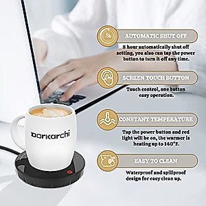 Coffee Mug Warmer with Auto Shut Off for Home Office Desk Use,Touch Control Tech Safety and Smart Temperature Settings for Coffee, Milk, Tea, Water (Black)