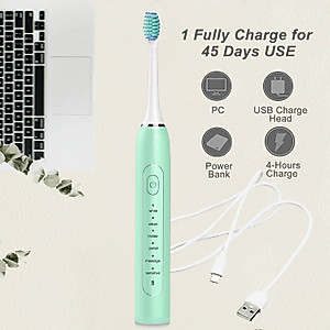 Sonic Electric Toothbrush for Kids and Sensitive Teeth Adult, Gentle Brushing Electric Toothbrush with 4 Medium Brush Heads, 6 Modes with 2 Minutes Smart Timer, Rechargeable Kids Electric Toothbrushes