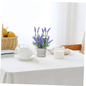 Artificial Flowers Plastic Lavender Arrangements in Pots for Decor 8.7 x 3.1Inch (Purple)