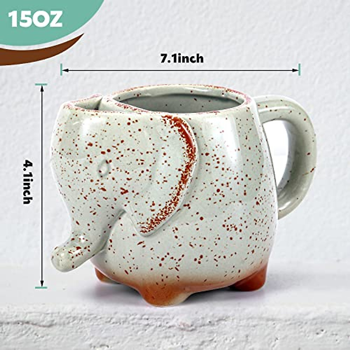 LIAVOEIZ Elephant Tea Mug with Tea Bag Holder,Elephant Tea Cup