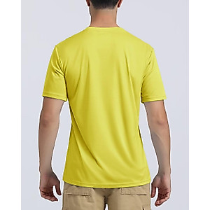 Boladeci Mens Shirts Short Sleeve Rash Guard Swim Shirts for Men Sun UV Protection Clothing Blank Yellow Work-Out Gym Running Athletic Shirts Tees