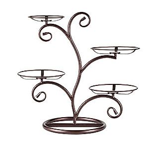 GuangYang Multi-Tier Thicker Metal Sturdier Stand Display Plate Rack - Tree Tiered Cake Serving Holder - Dessert Fruit Presentation - Party Food Server Display -Bronze
