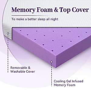SINWEEK 3 Inch Gel Memory Foam Mattress Topper Full Size, Ventilated High Density Pad for Back Pain, Bed Topper with Removable Soft Cover, CertiPUR-US Certified