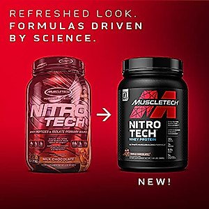 MuscleTech Nitro-Tech Whey Protein Powder Isolate & Peptides | Protein + Creatine for Muscle Gain | Muscle Builder for Men & Women | Sports Nutrition | Vanilla, 10 lb (100 Servings)