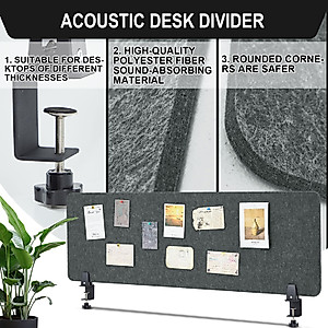 Colarr Sound Proof Dividers with Clamp 16 x 47 '' Mounted Desk Divider Desk Privacy Panel Acoustic Absorbing Desk Partition Privacy Boards for Office Desktop Accessories Reduce Distractions