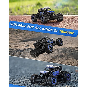 NBPOWER RC Cars for Boys Age 8-12, 1:14 Scale Remote Control Monster Truck, 2WD High Speed 20 Km/h Hobby rc Cars, 2.4GHz All Terrain Toy Trucks with 2 Rechargeable Battery, Outdoor Toy for Boys