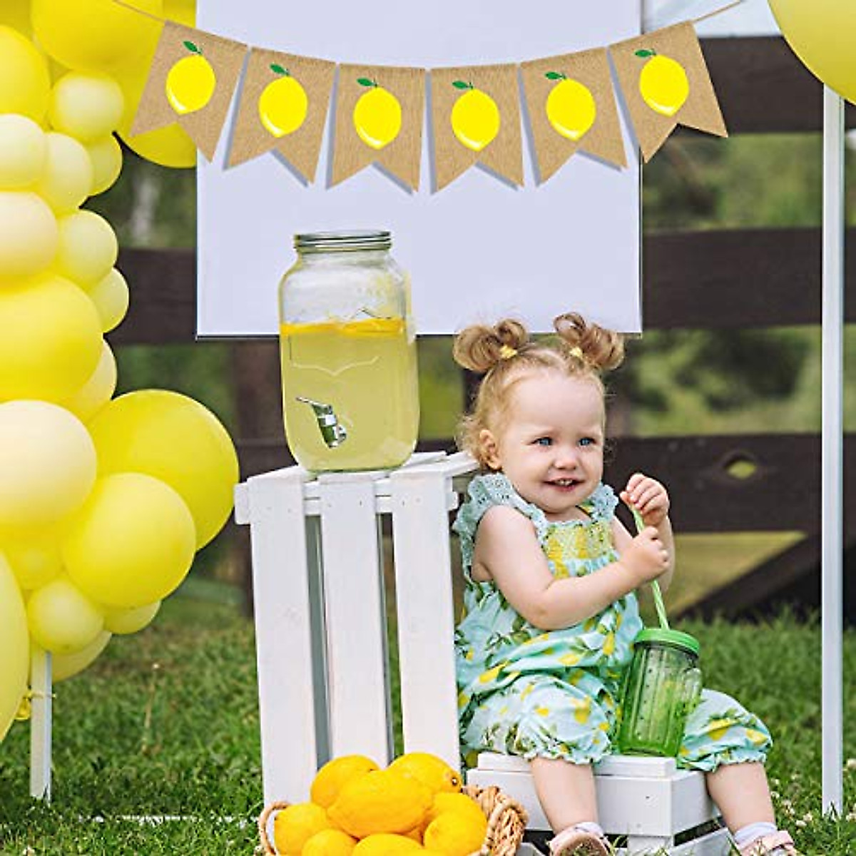 Rainlemon Jute Burlap Lemon Banner Summer Lemon Theme Baby Shower Gender Reveal Birthday Party Mantel Fireplace Decoration