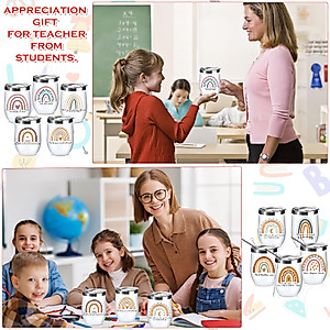 Inbagi Teacher Appreciation Gifts Bulk, Teacher Appreciation Stainless Steel Tumbler with Lids Appreciation Rainbow Mugs Thank You Teacher Gift End of Year for Teacher Day Women Mentor(12 OZ, 10 Pcs)
