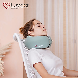Luvcor Premium Quality Memory Foam Travel Neck Pillow Bundle - Best Ergonomic Pillow for Airplane Travel, car Ride, Sleeping. Comes with Eye mask, earplugs and Storage Bag. (Imperial Green)