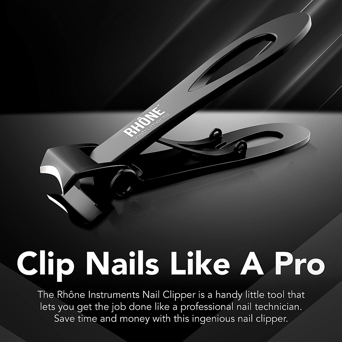 Rhône Instruments Nail Clippers - 420J2 Surgical Grade Japanese Steel, Extra Wide Jaw, Cuts Thick Nails, Professional Sharp Curved Fingernail and Toenail Clipper for Manicure & Pedicure