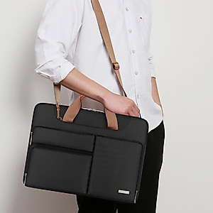 Lacdo 360° Protective Laptop Shoulder Bag, 14 inch Laptop Bag for 14 inch New MacBook Pro M4/M3/M2/M1 Chips Pro Max A3112 A3401 A3185 A2918 A2992 A2779 A2442 2024-2021 Computer Messenger Bag, Gray