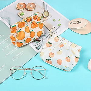 JOINDO Mini Makeup Bag, 2PCS Pocket Cosmetic Bag, Waterproof Printed Floral Makeup Pouch, Small Makeup Bag for Purse Travel Makeup Organizer Bag for Lipstick Headphones Jewelry (Orange&Apricot)