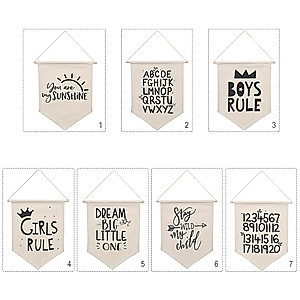 Canvas Hanging Flag Banner Wall Sign Decor Gift - 26 Letters Shower Gift - Baby Room Pendant for Baby Kids Girl Boy Nursery Teen Room Playroom Front Door - 11.81in x 13.5in