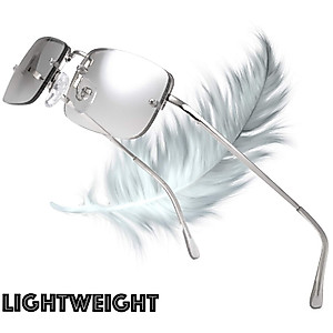 The Fresh Minimalist Small Rectangular Sunglasses Clear Eyewear Spring Hinge - Gift Box Package - FR1M4002MC01 (Silver, Gradient Clear, 51)