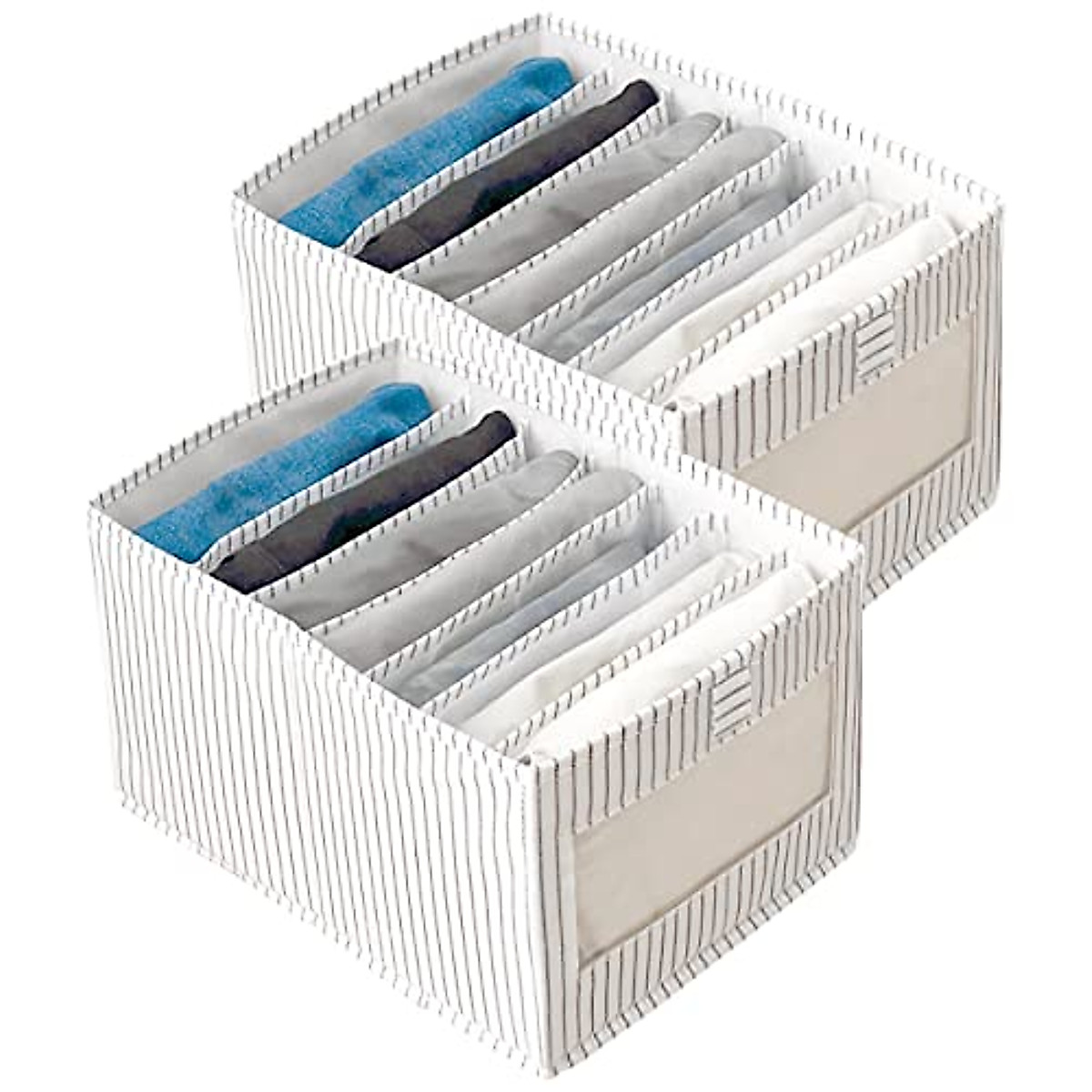 Lallamotion 2PCS Drawer Organizers for Clothing, 7 Grids Wardrobe Clothes Organizer, Clothes Drawer Organizer, Drawer Organizer Clothes, Jeans, Sweater, T-Shirts