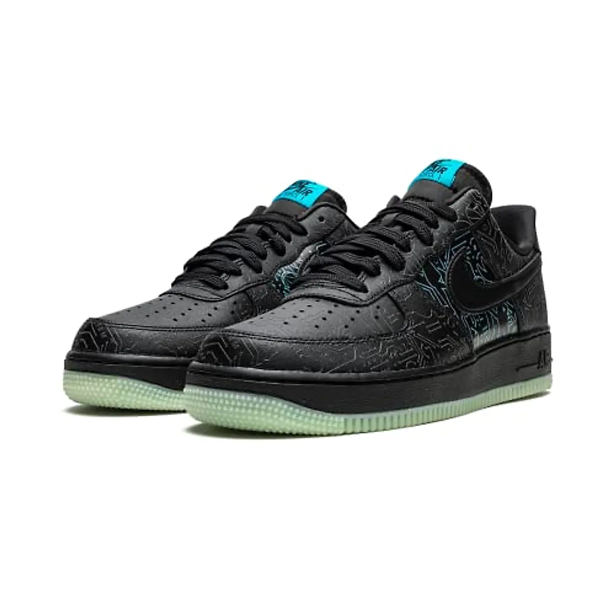 Nike Men's Air Force 1 Low Space Jam Computer Chip, Black/Light Blue Fury/Black, 9